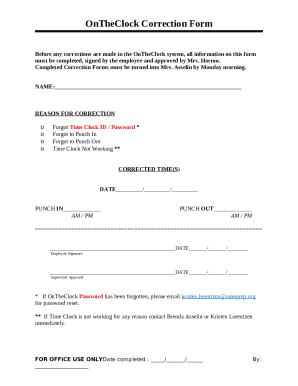 OnTheClock Correction Doc Template | pdfFiller
