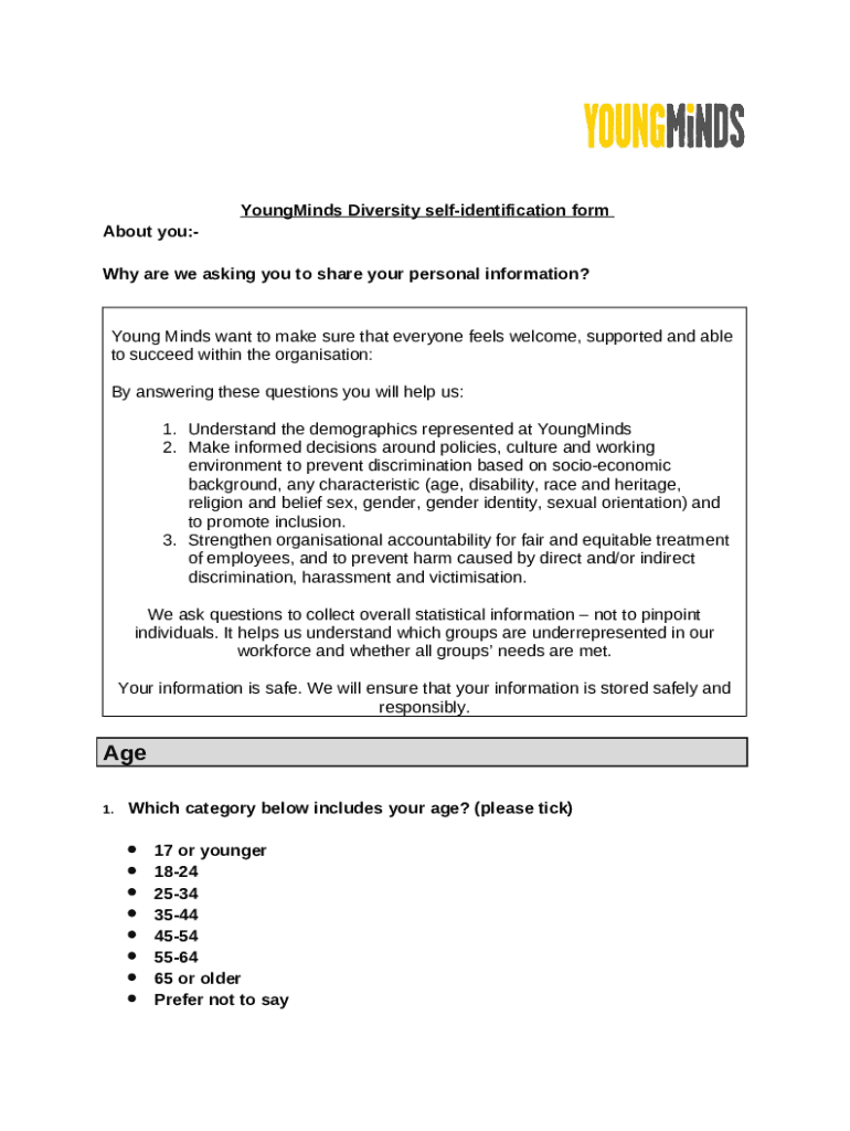 Download the diversity self-identification Doc Template | pdfFiller