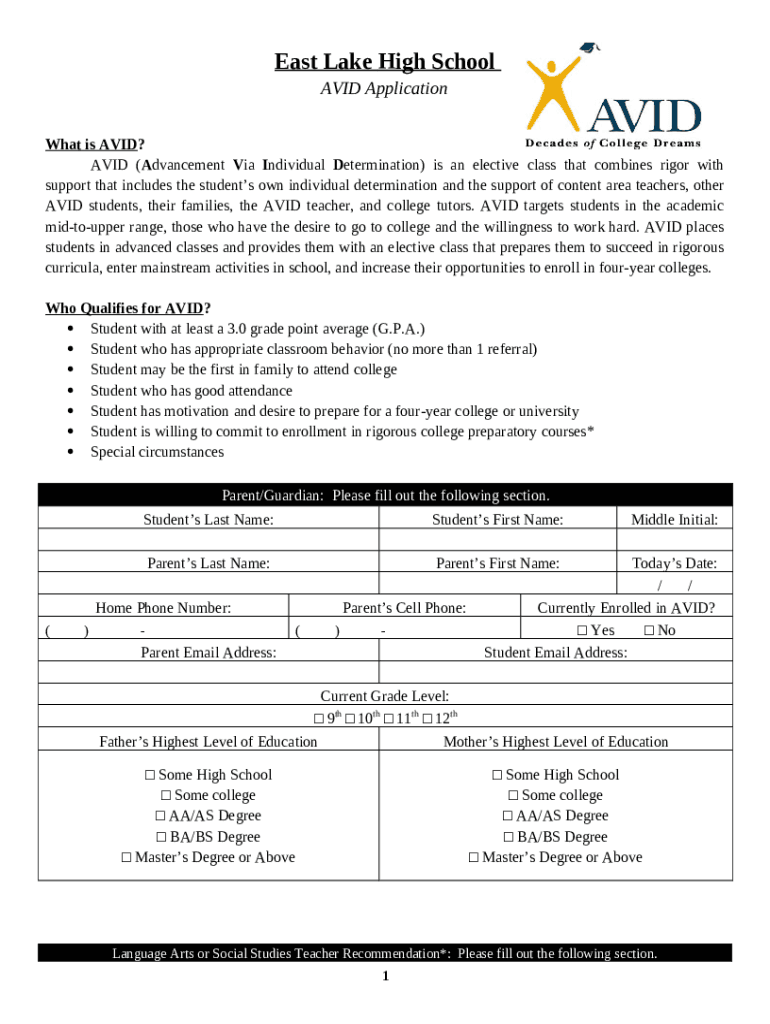 Advancement Via Individual Determination (AVID) in a ... Doc Template ...