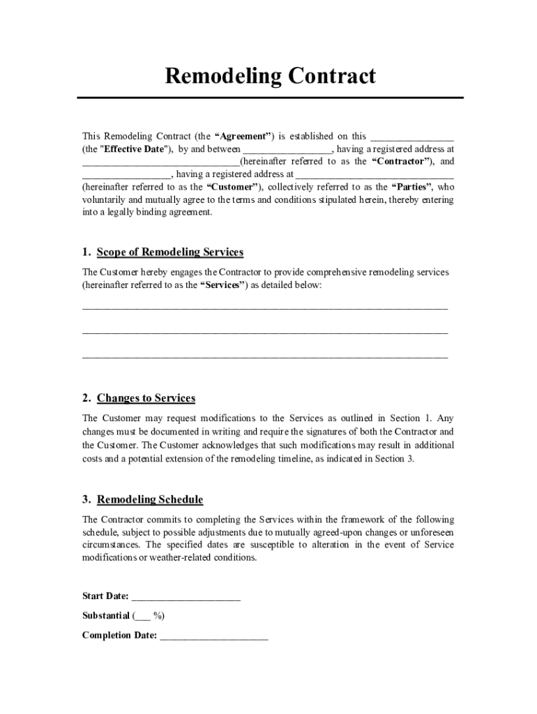 Fillable Online Remodeling-Contract-BunnyDoc-Sample Fax Email Print ...