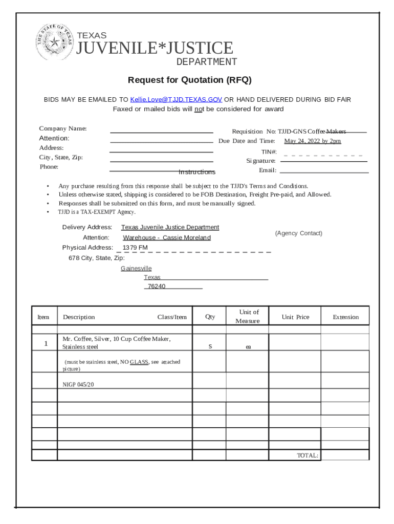 Texas Juvenile Justice Department Invitation for Bids (IFB) Doc ...