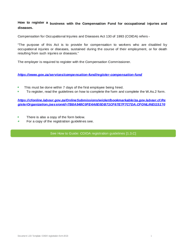 COIDA registration - SME Labour Support by CCMA and ... Doc Template ...