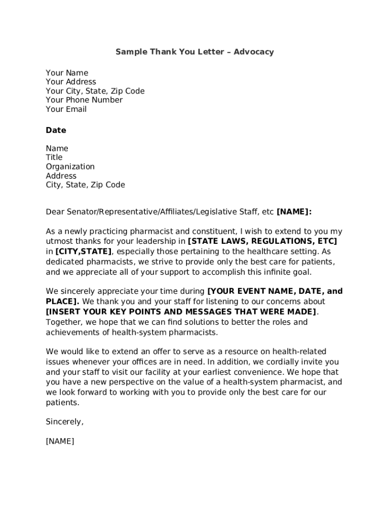 Sample Thank You Letter Your Name and Credentials Your ... Doc Template ...