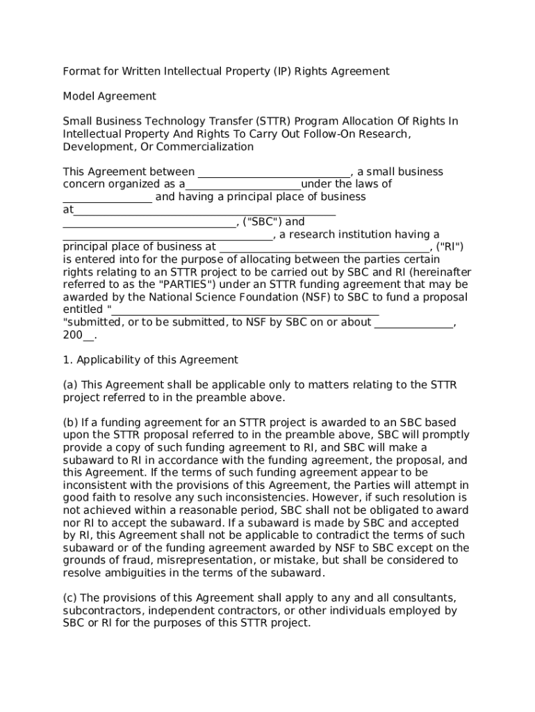 model agreement small business technology transfer (sttr) ... Doc ...