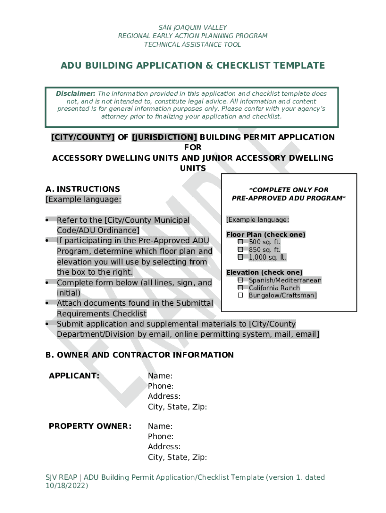 How Do I Get a Permit to build an ADU? Doc Template | pdfFiller