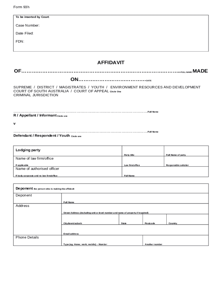 93h Affidavit - Courts SA Doc Template | pdfFiller