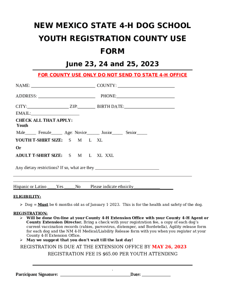 NMSU 4-H Youth DevelopmentLas Cruces NM Doc Template | pdfFiller