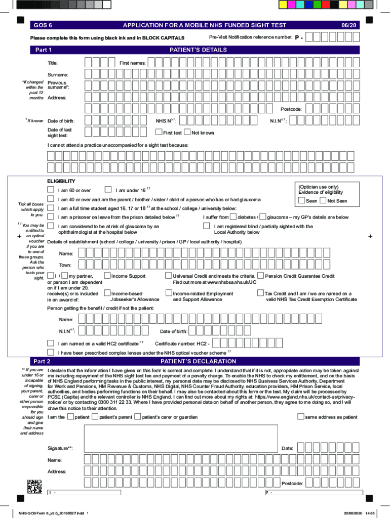 Fillable Online Part 1 PATIENT'S DETAILS - PCSE - NHS England Fax Email ...
