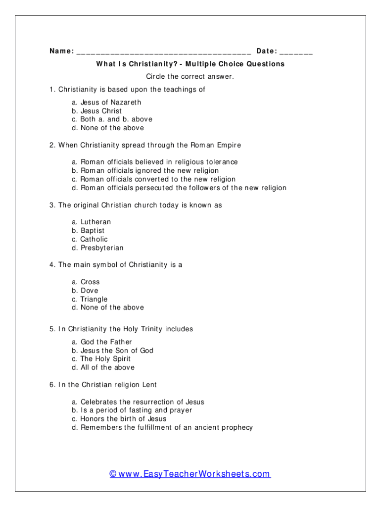 Fillable Online Religious fact sheets - Christianity - Territory ...