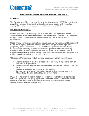 Anti-Harassment and Discrimination Policy Doc Template | pdfFiller