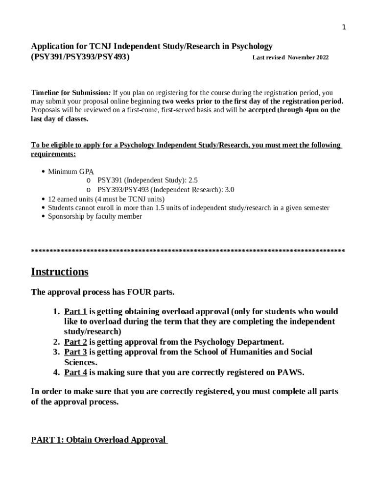 Application for Psychology Department Honors Thesis ... - psychology tcnj Doc Template | pdfFiller