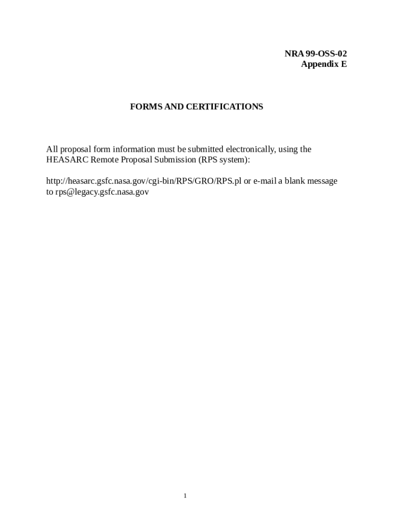 NRA 99-OSS-02 Appendix E S AND CERTIFICATIONS - heasarc gsfc nasa Doc ...