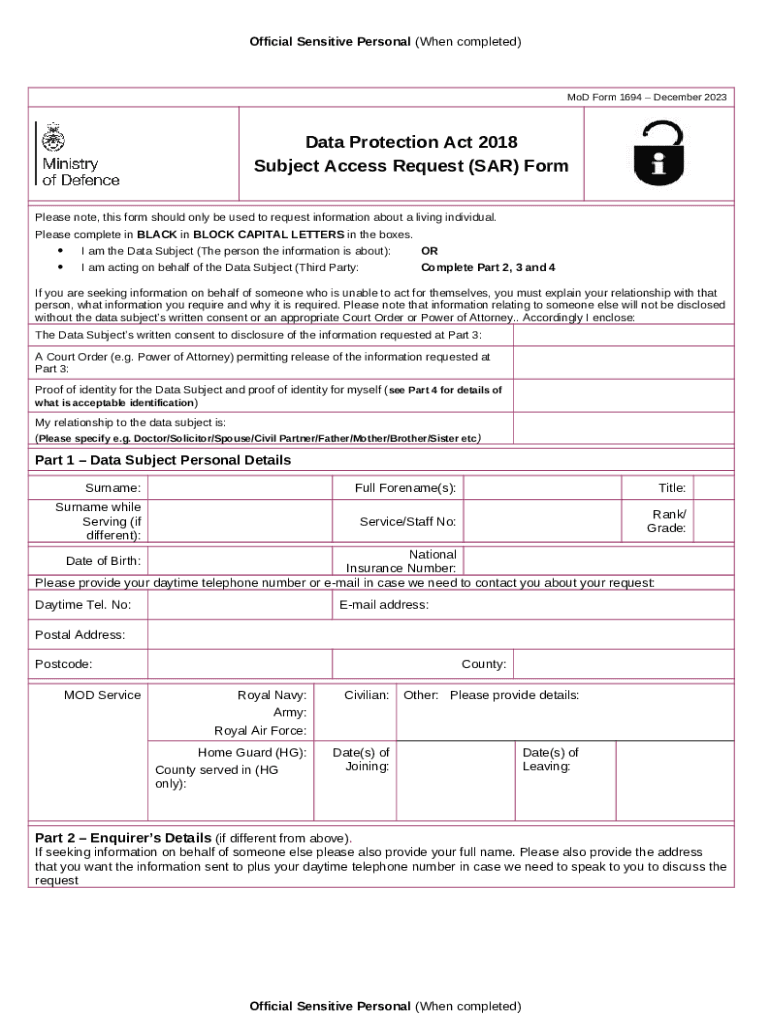 Subject Access RequestFill Out and Use This PDF Doc Template | pdfFiller