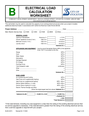 Fillable Online DSD-0213: Electrical Load Calculation Worksheet Fax ...