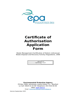 Closed Landfill Certificate of Authorisation - PDF Free Download Doc Template | pdfFiller