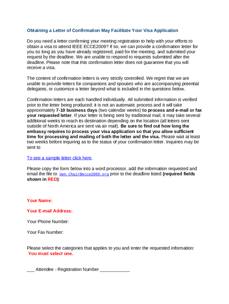 Obtaining a Letter of Confirmation May Facilitate Your Visa Application Doc Template | pdfFiller