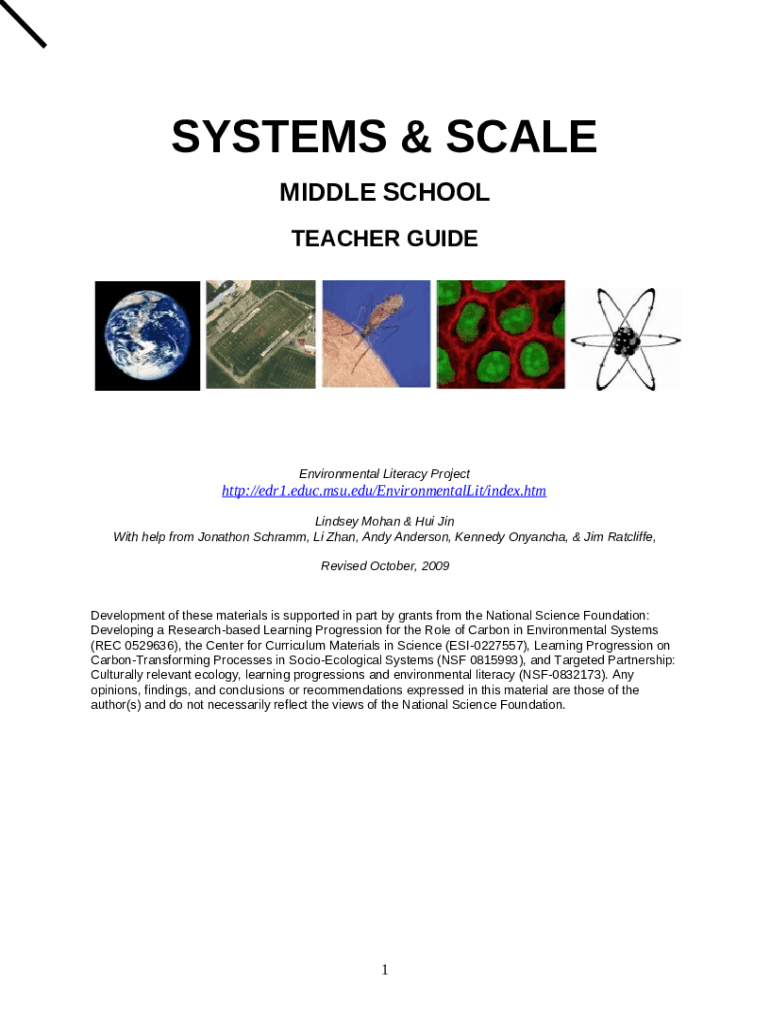 SYSTEMS & SCALE MIDDLE SCHOOL STUDENT PAGES ... Doc Template | pdfFiller