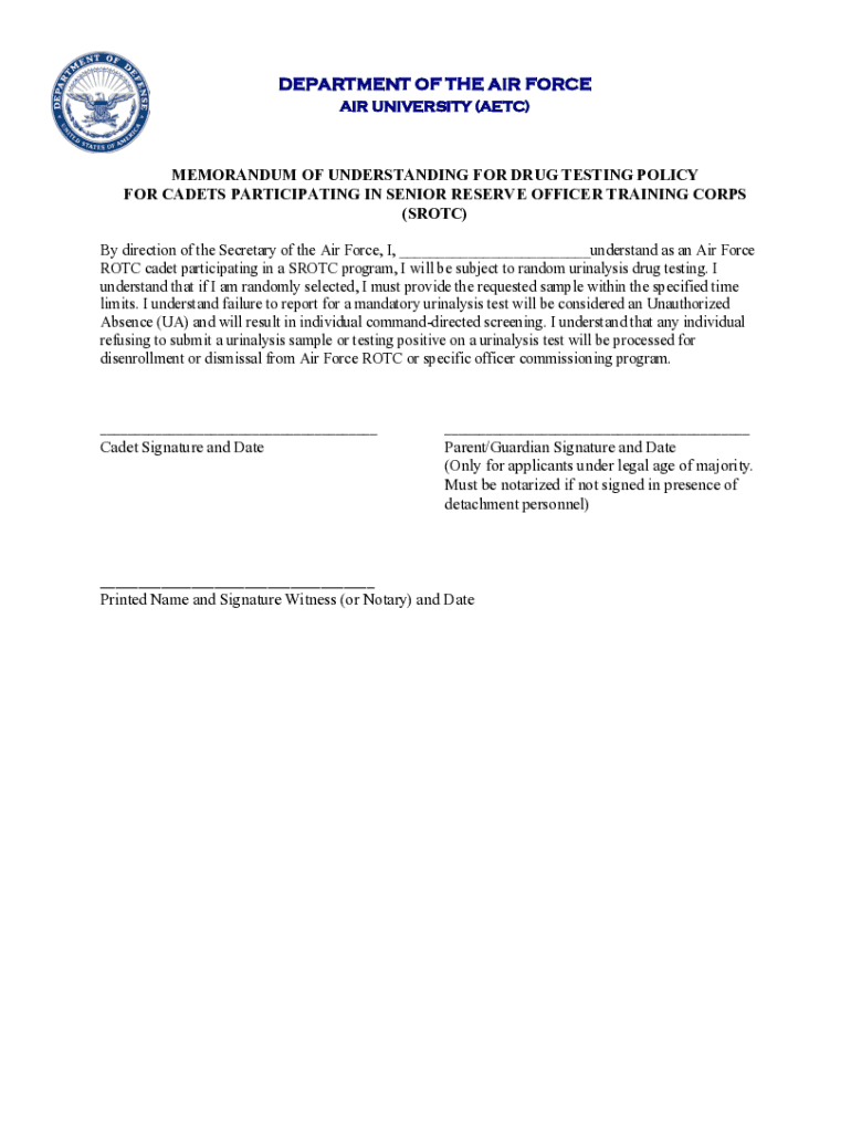 Fillable Online manoa hawaii Air Force ROTC Detachment 010 Orientation ...