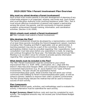 2019-2020 Title I Parent Involvement Budget Summary Sheet Doc Template ...
