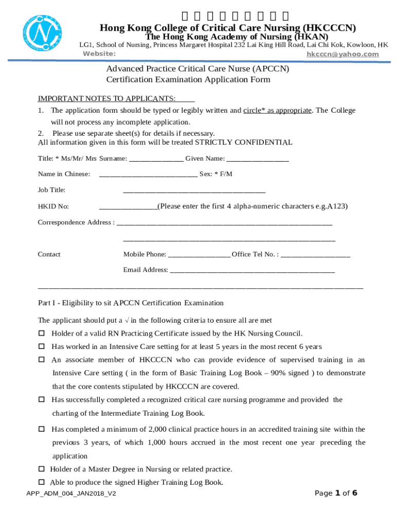 Appendix 13Application for APCCN Certification Examination.doc Doc Template | pdfFiller