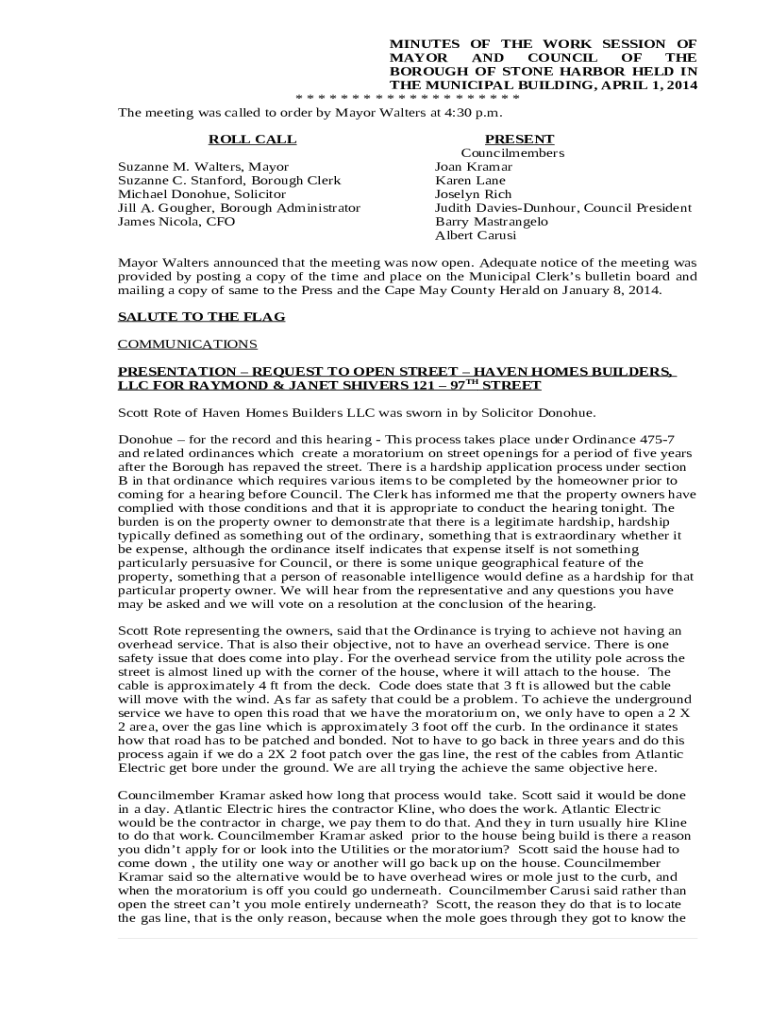 Gougher, Borough AdministratorJudith Davies-Dunhour, Council President ...