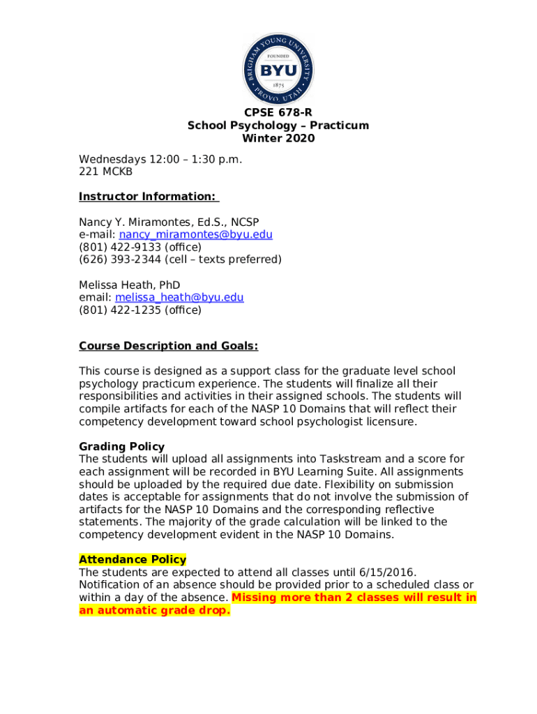 To be completed by the practicum student - education byu Doc Template ...