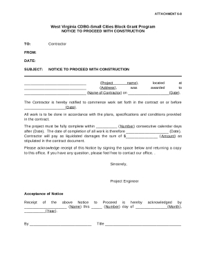 6-8 - Notice to Proceed with Construction Doc Template | pdfFiller