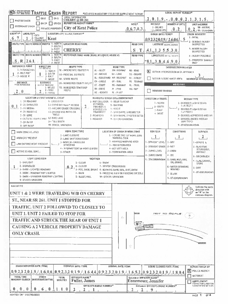 Fillable Online Traffic Crash Reports (CPD) - Open Data Cincinnati Fax ...