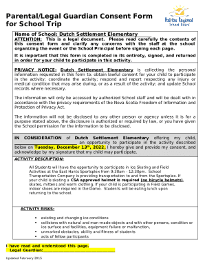 Parental/Legal Guardian Consent for School Trip ... Doc Template ...