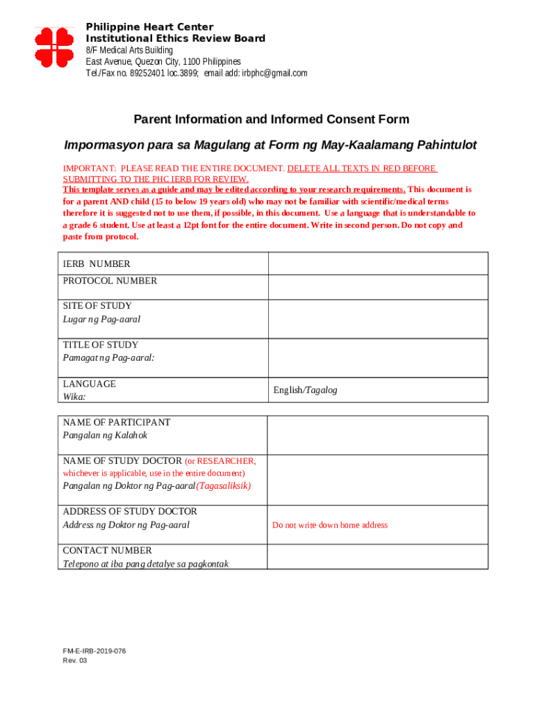 Parent Ination and Ined Consent ... Doc Template | pdfFiller