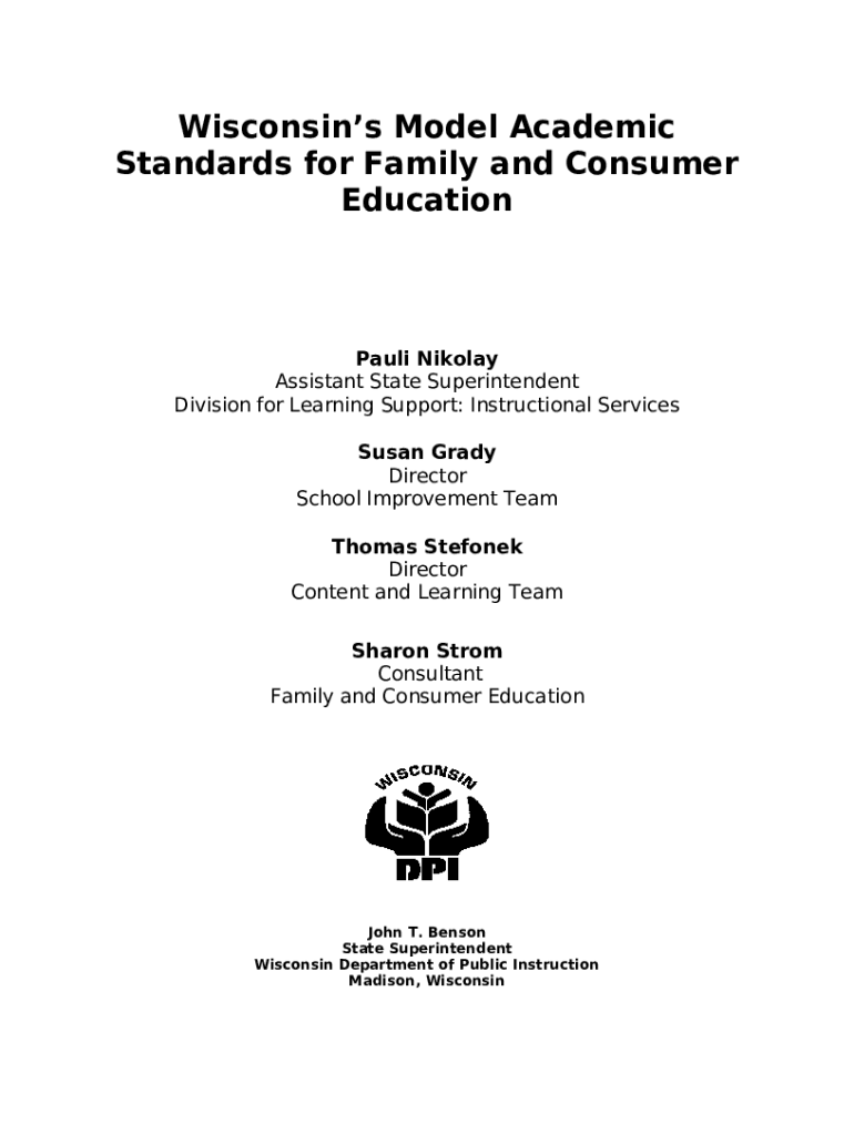 Wisconsins Model Academic Standards for Family and Consumer Education ...