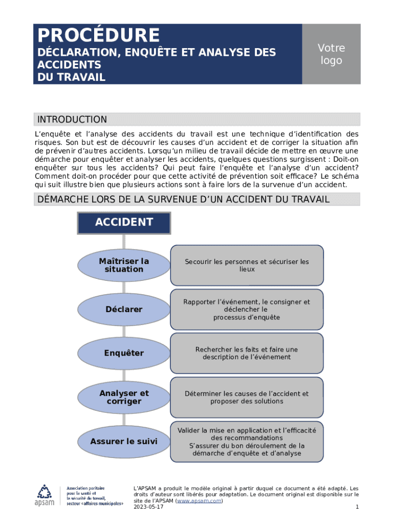 L'enqute et l'analyse d'accident en 5 tapes Doc Template | pdfFiller