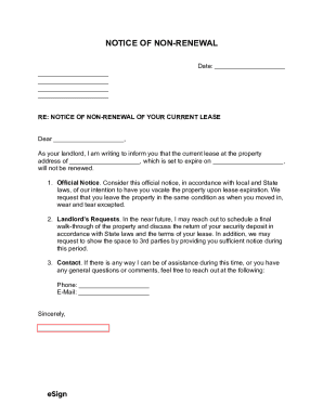 Fillable Online Lease Non-Renewal Letter Fax Email Print - pdfFiller