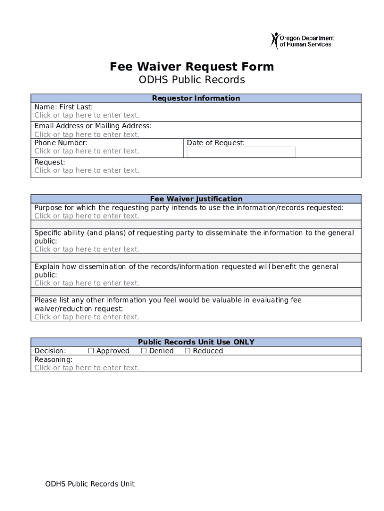 Fee Waiver Request for Records Requests Doc Template | pdfFiller