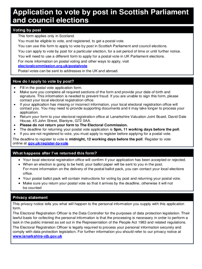 Fillable Online Managing requests for postal vote applications in ...