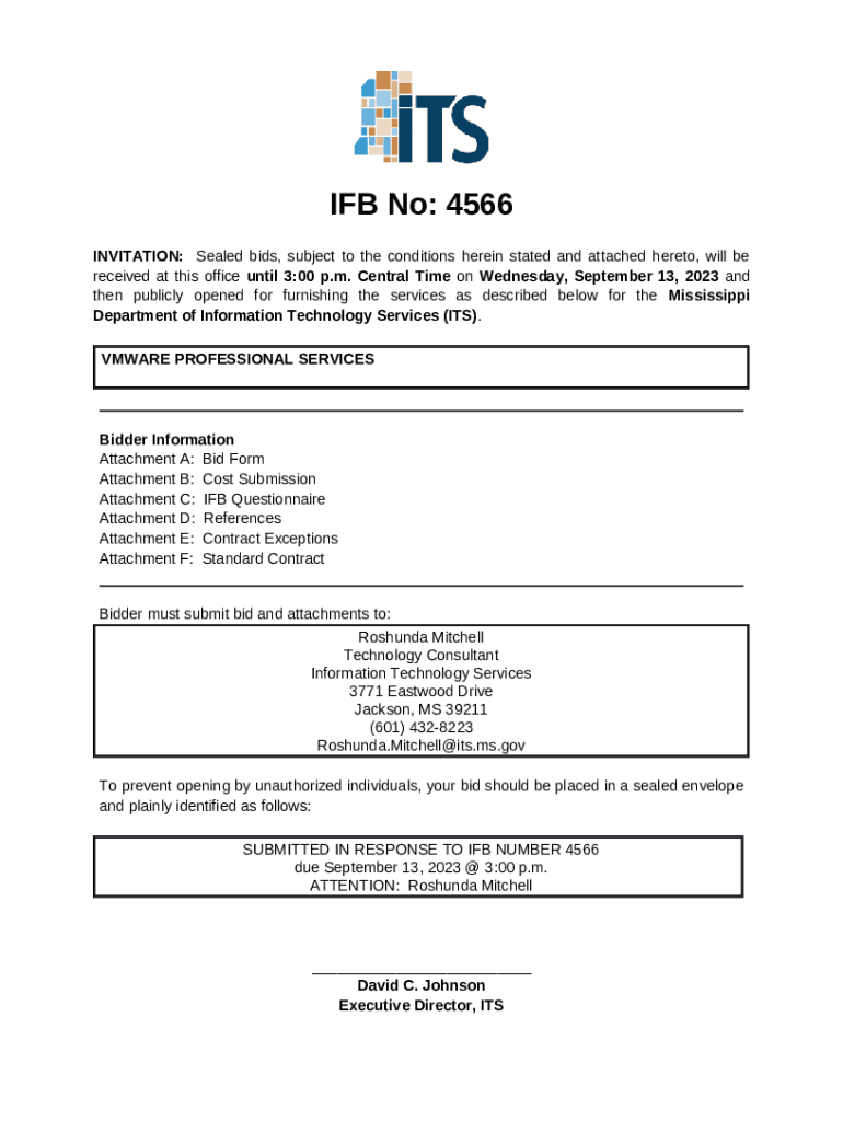 INVITATION FOR BIDS (IFB) - PDF Free Download - rfps its ms Doc Template | pdfFiller