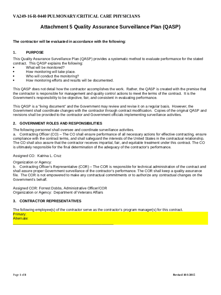 Attachment 5 Quality Assurance Surveillance Plan (QASP) Doc Template ...