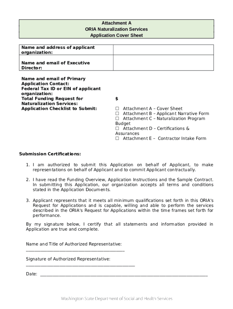 Immigration-Related Legal Services Application Cover Sheet Doc Template | pdfFiller
