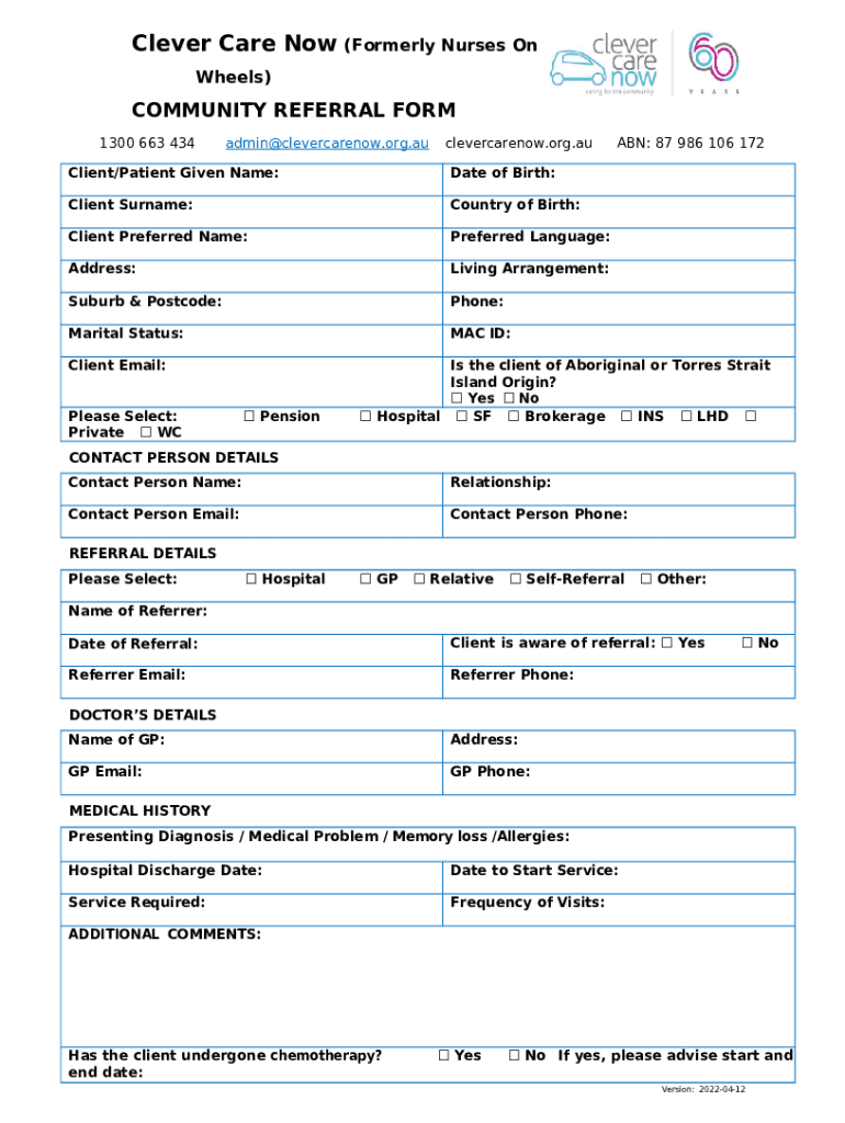 Referral - Nursing Care Sutherland Shire Doc Template | pdfFiller