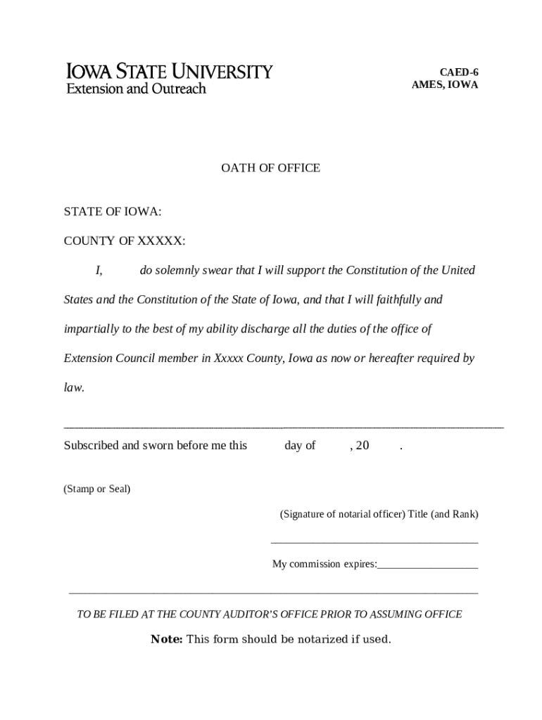 State of Iowa Oath of Office Doc Template | pdfFiller