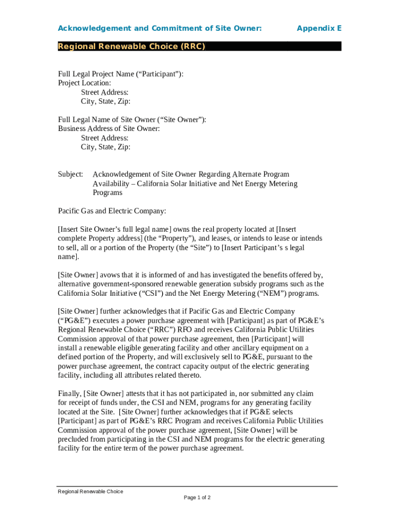 Acknowledgement and Commitment of Site Owner (DOCX) Doc Template ...