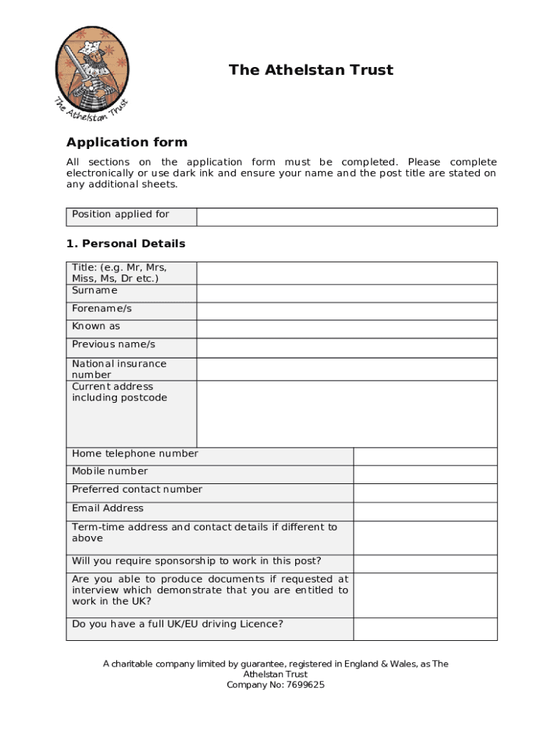 The Athelstan Trust Application Doc Template | pdfFiller