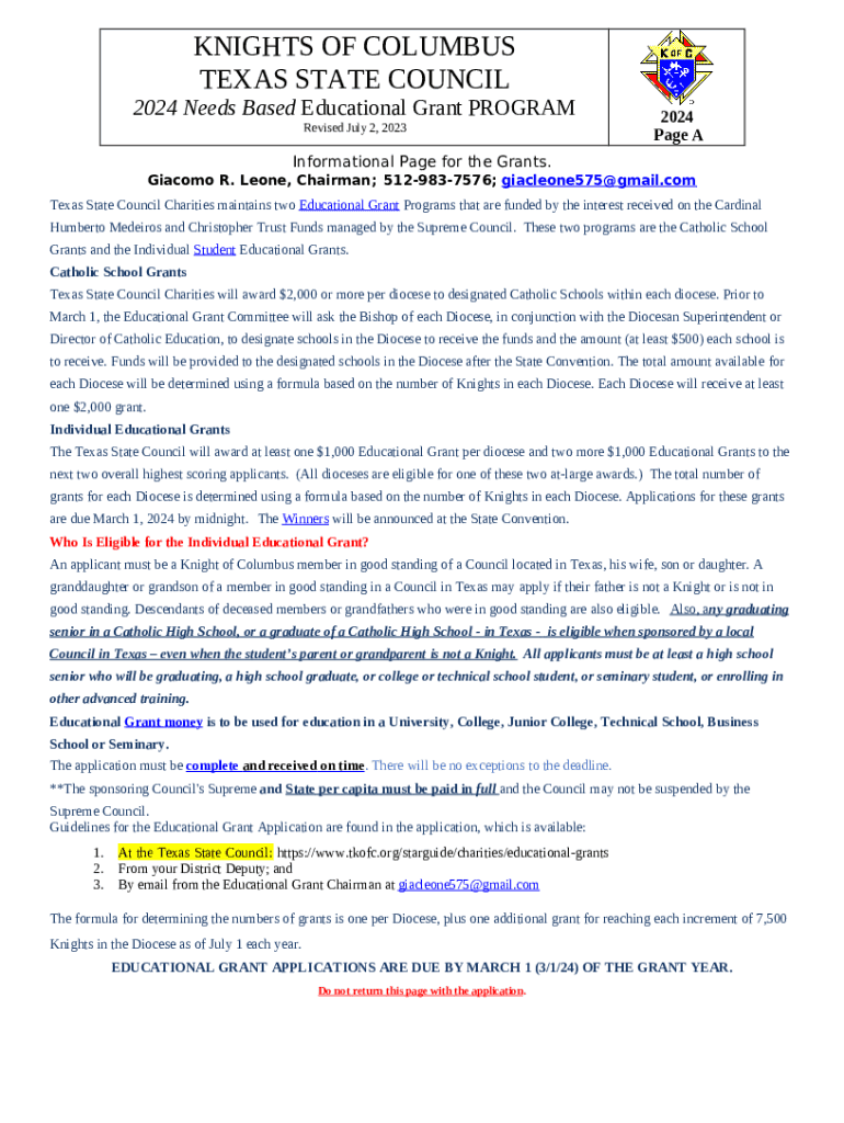 KNIGHTS OF COLUMBUS TEXAS STATE COUNCIL 2019 Doc Template | pdfFiller