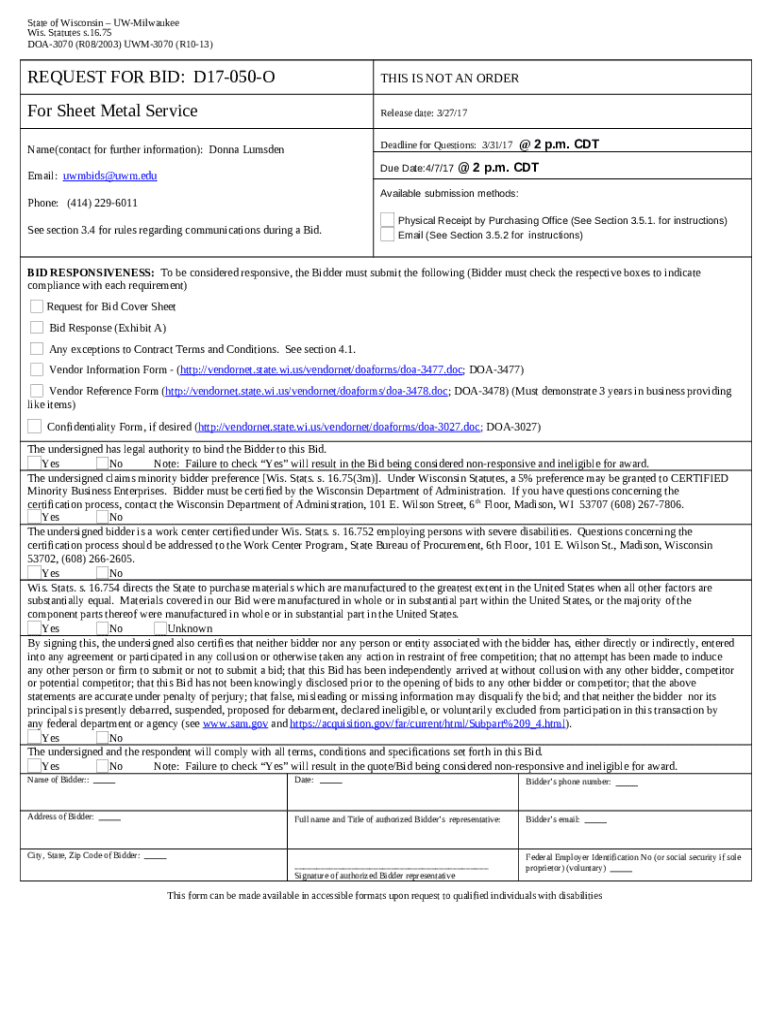 18-5817 Request for Bid Package Doc Template | pdfFiller