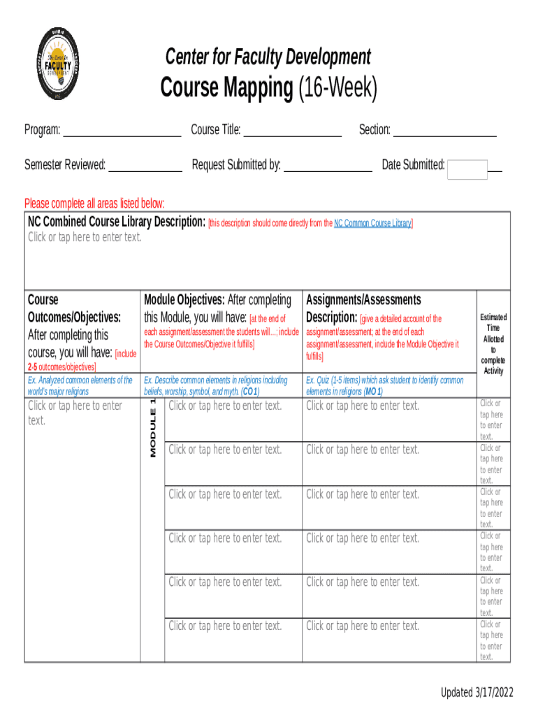 Course Alignment Doc Template | pdfFiller