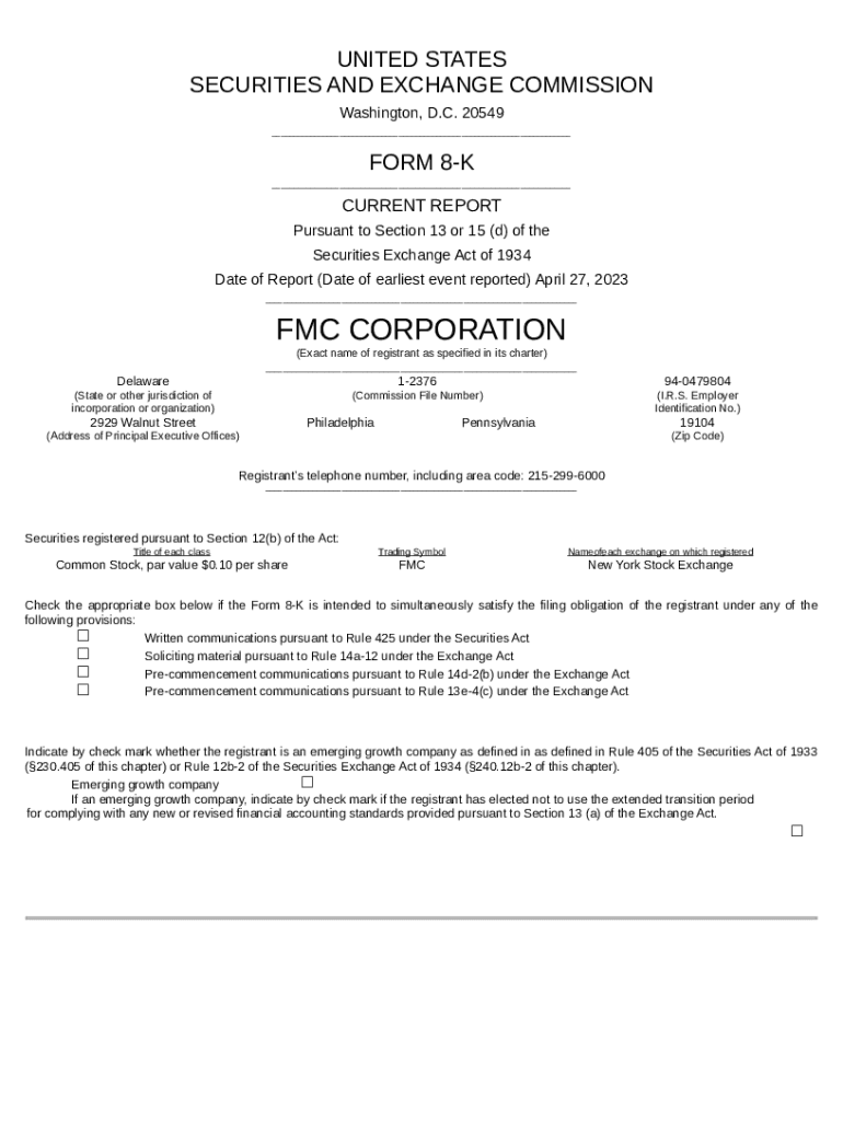 FMC CORP ( - cloudfront.net Doc Template | pdfFiller