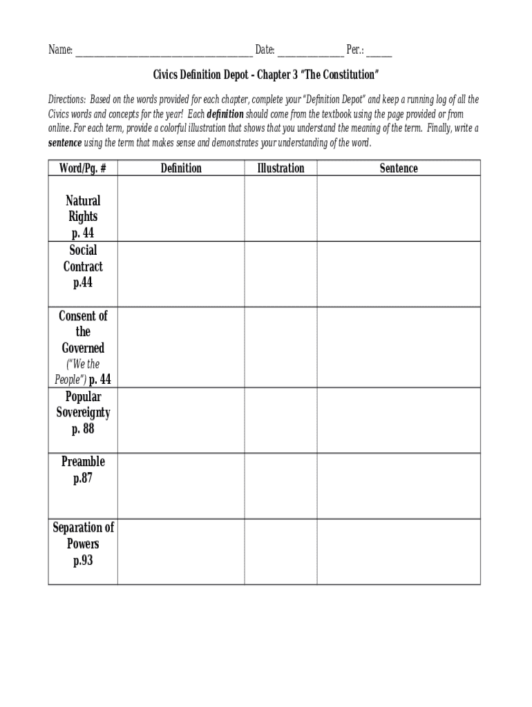 15-16 Chapter 3 Definition Depot. ... Doc Template | pdfFiller