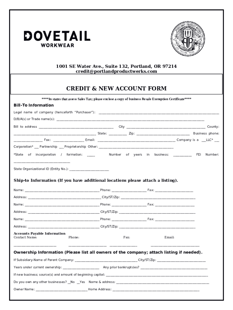 credit & new account Doc Template | pdfFiller