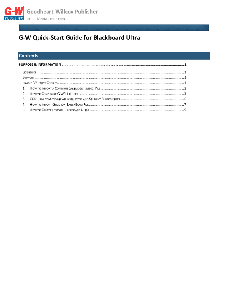 Fillable Online G-W Quick-Start Guide for Blackboard Ultra: PDF Download Fax Email Print - pdfFiller