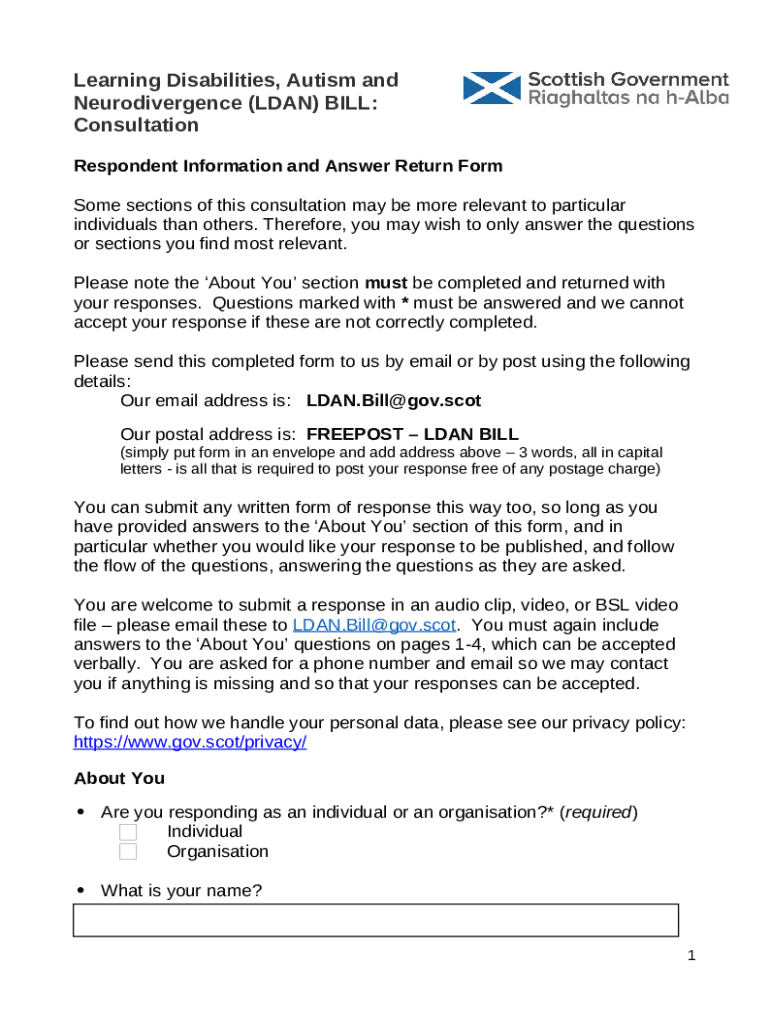 LDAN Bill consultation-Respondent Ination Doc Template | pdfFiller